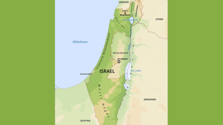 Landkarte von Israel und dem Gazestreifen.